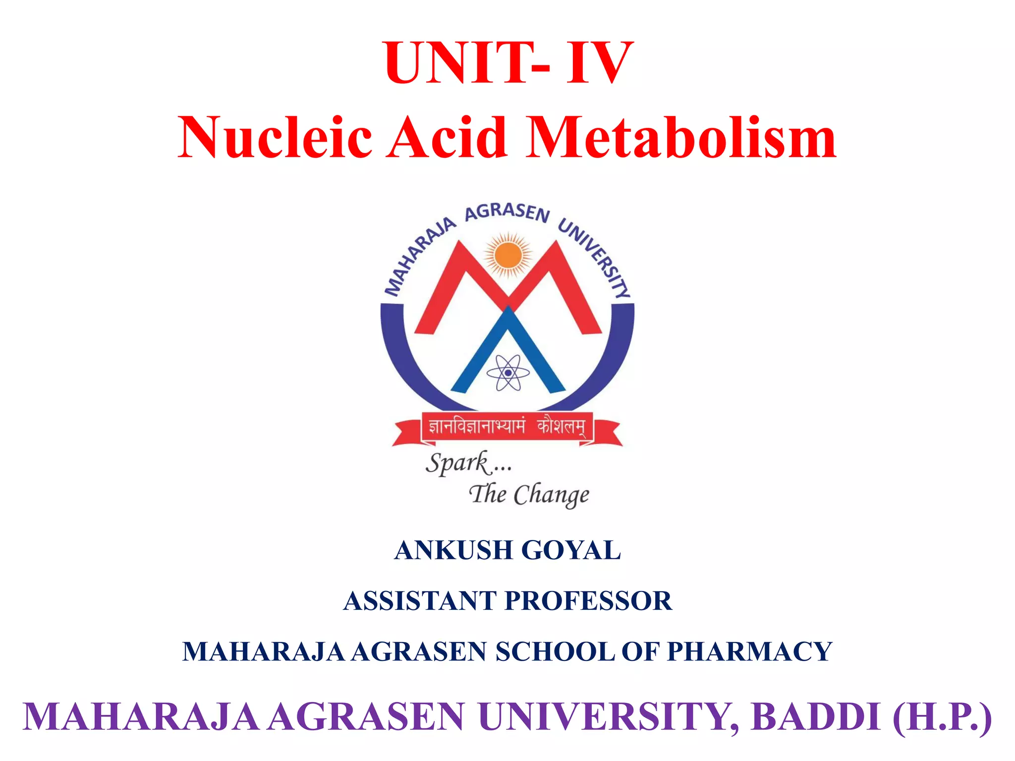 Nucleic Acid Metabolism | PPT