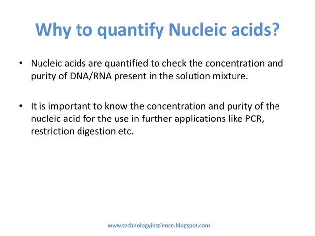 Nucleic Acid Quantification Methods - DNA / RNA Quantification | PPTX ...