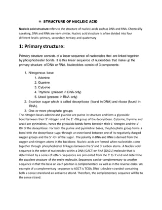 structure of Nucleic acids | DOCX
