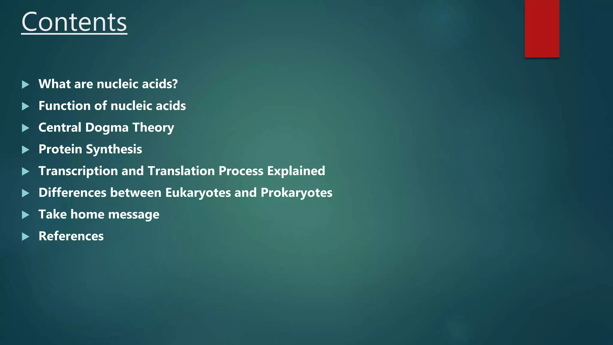 Nucleic acids and central dogma theory | PPTX