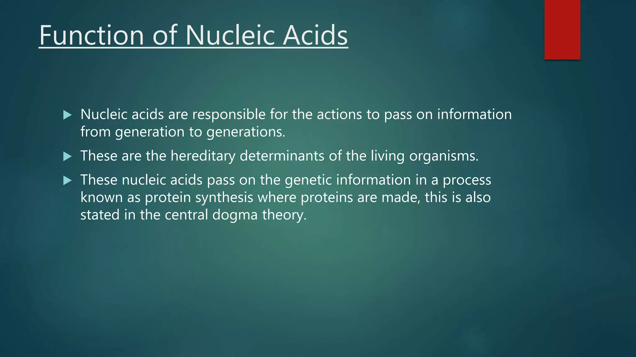 Nucleic acids and central dogma theory | PPTX