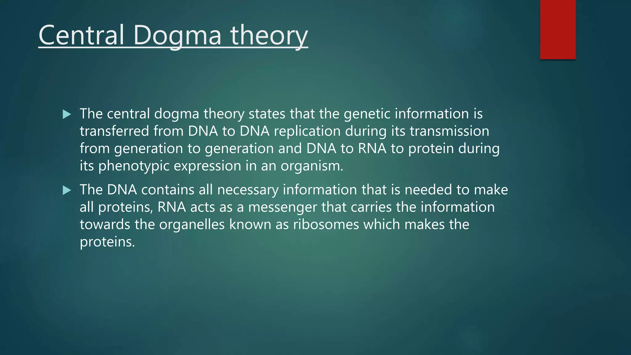 Nucleic acids and central dogma theory | PPTX
