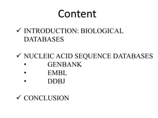 Nucleic Acid Sequence databases | PDF