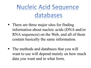 Nucleic Acid Sequence databases | PDF