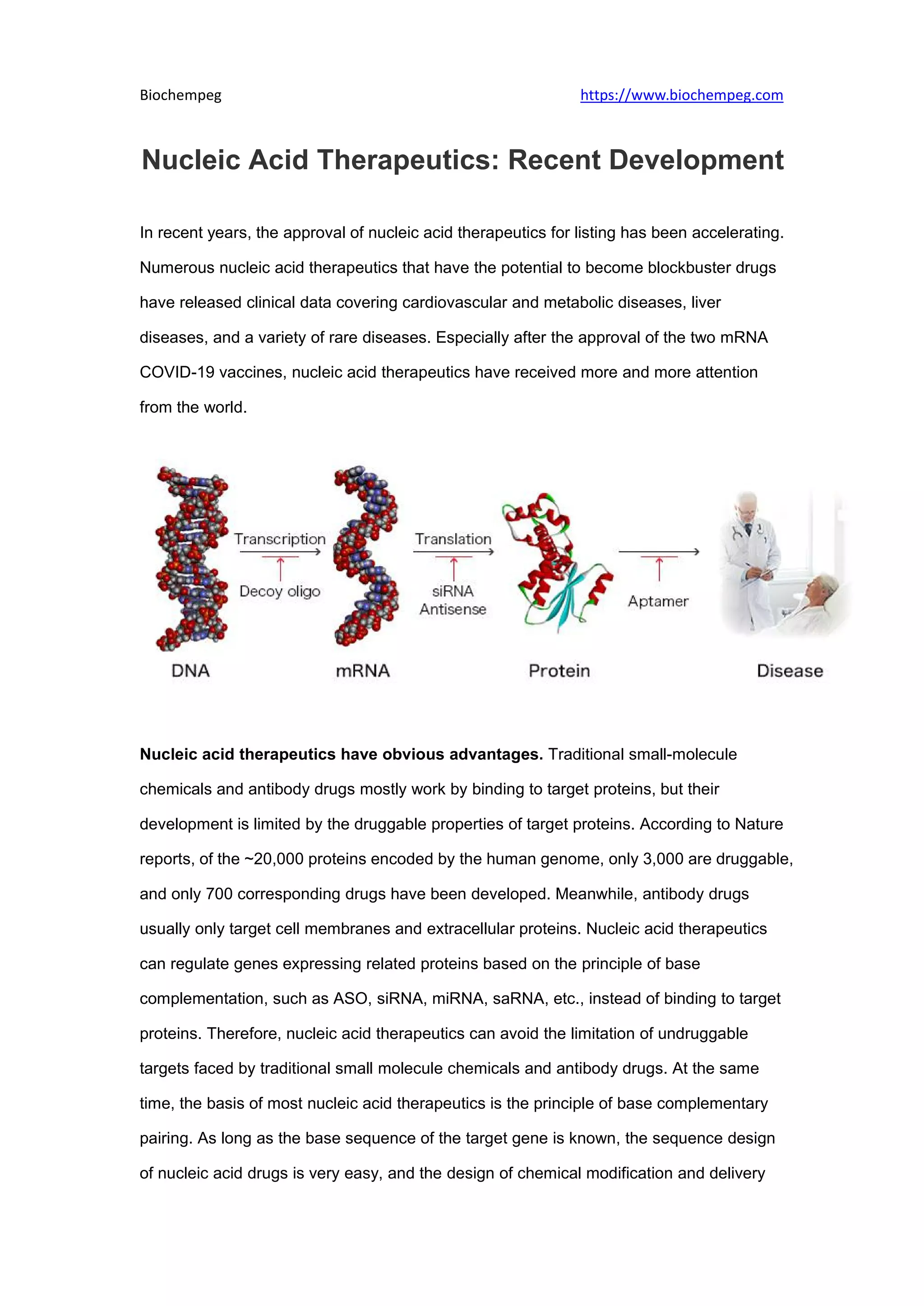 Nucleic acid therapeutics recent development | PDF