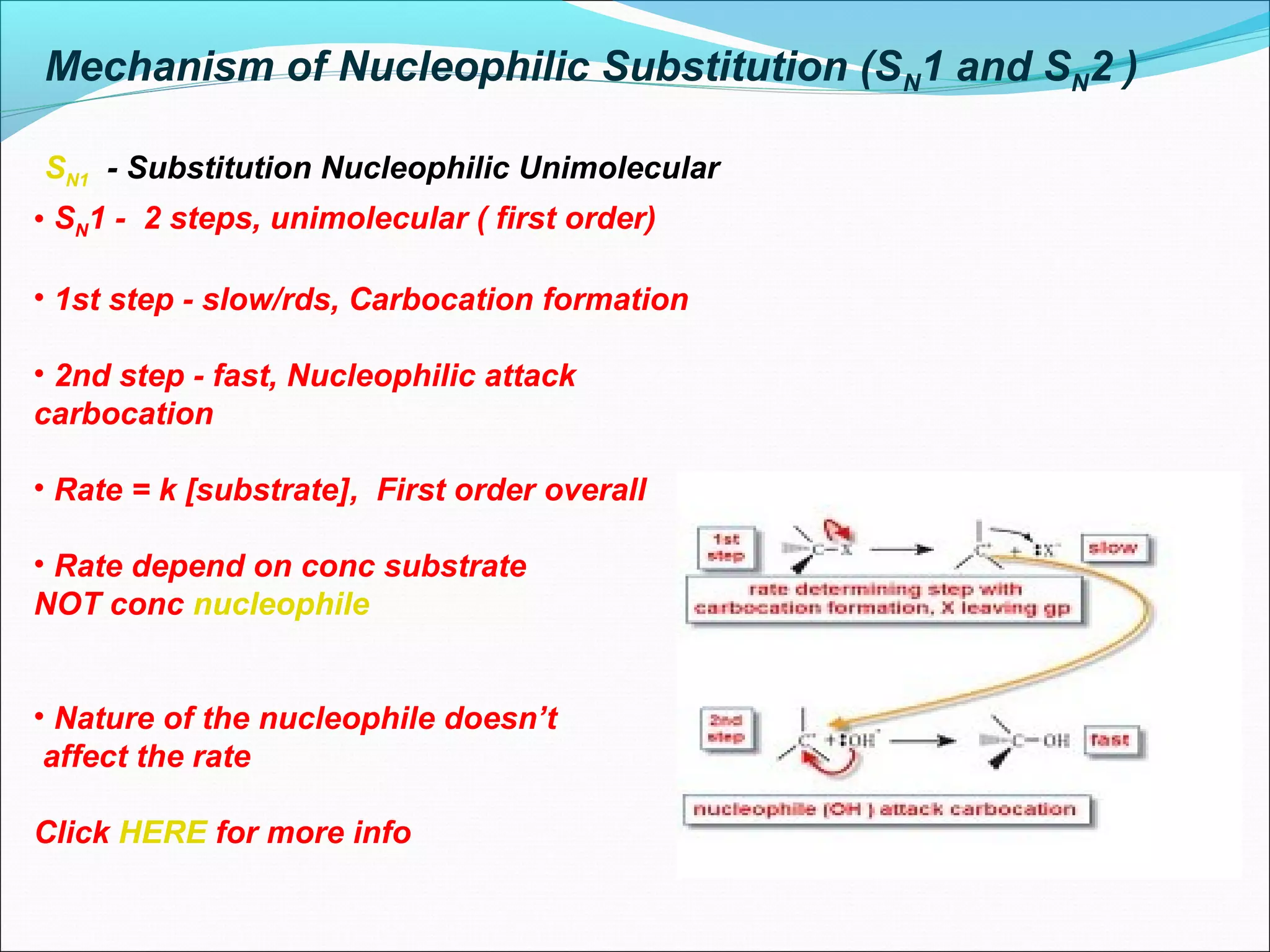 Nucleophilic substitution sn1 sn2 nucleophile halogenoalkane in organic chemistry | PPT