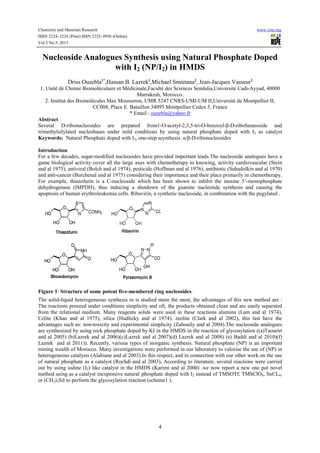Nucleoside analogues synthesis using natural phosphate doped with i2 (npi2) in hmds | PDF ...