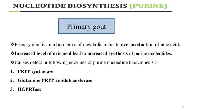 Nucleotide metabolism (purine and pyrimidine synthesis) | PPTX | Endocrine and Metabolic ...