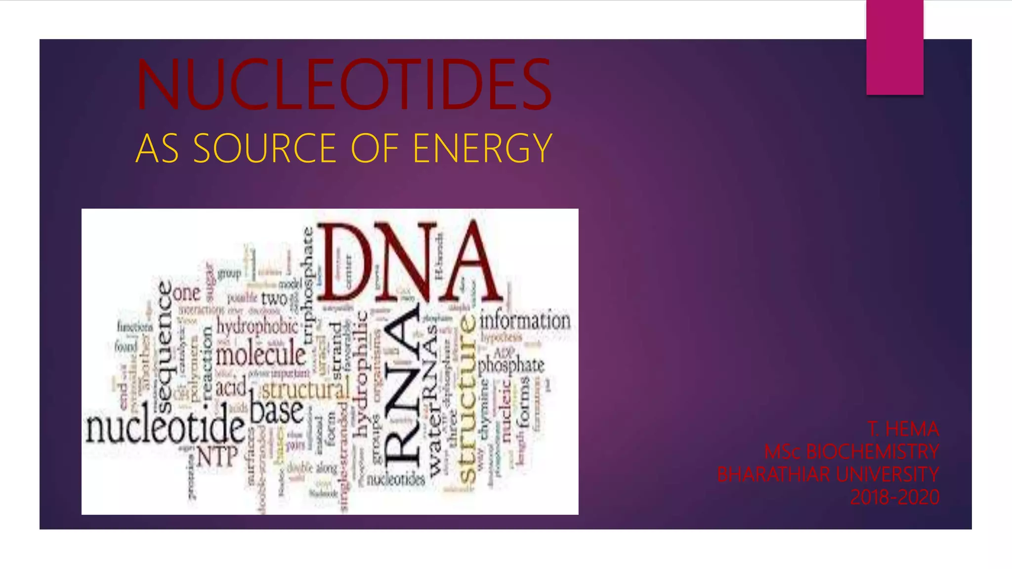 Nucleotides as source of energy-Biomolecules and bioenergetics | PPTX
