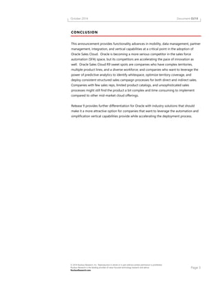 Benefits of Oracle Sales Cloud Release 9 by Nucleus Research | PDF