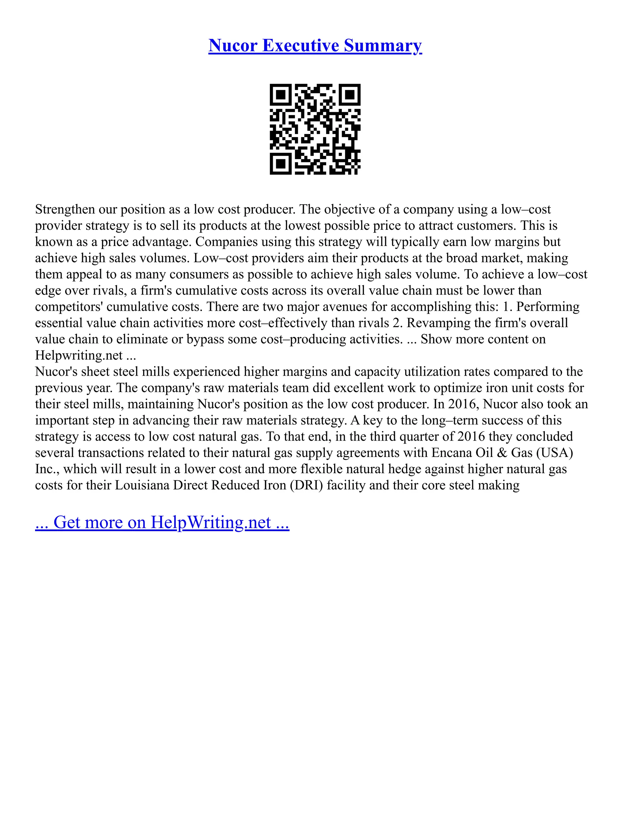 Nucor Executive Summary | PDF