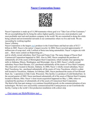 Nucor Executive Summary | PDF