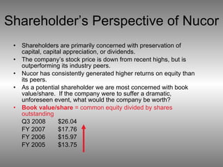 Nucor Final Project V8 | PPT | Business Accounting & Finance | Business