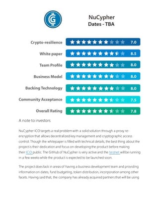 NuCypher ICO Review, Ratings And Complete Analysis | DOCX | Cloud Computing | Internet
