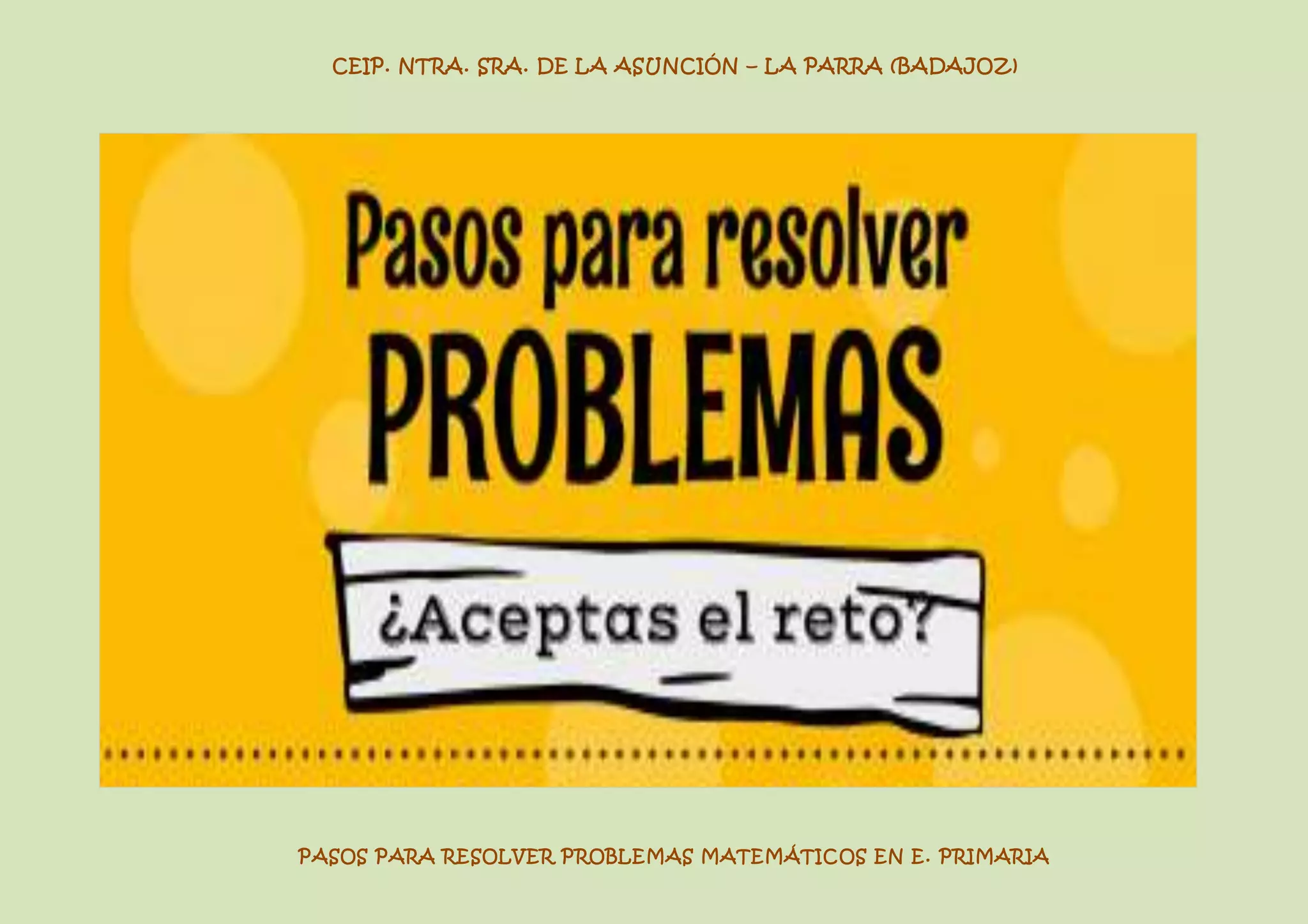 PASOS PARA RESOLVER PROBLEMAS MATEMÁTICOS | DOCX | Daycare and Pre ...