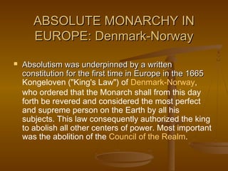 Absolute monarchy in Europe | PPT