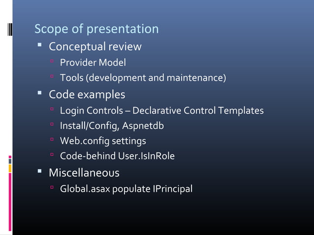 Implementing ASP.NET Role Based Security | PPT