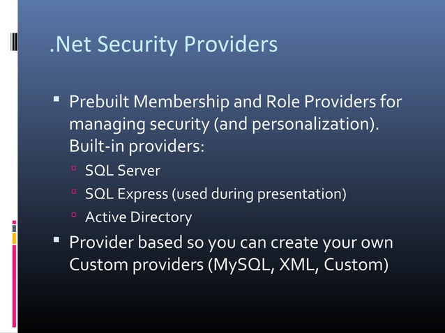 Implementing ASP.NET Role Based Security | PPT