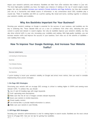 How to Boost Your Website's Rankings and Traffic | PDF