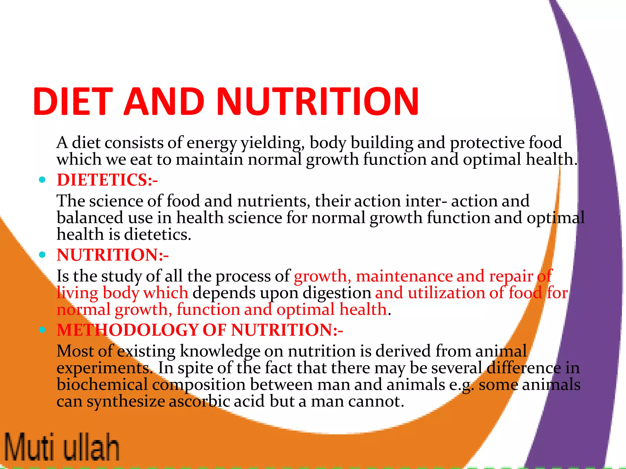 Nutrition and relation to biochemistry lecture no 1 | PPTX