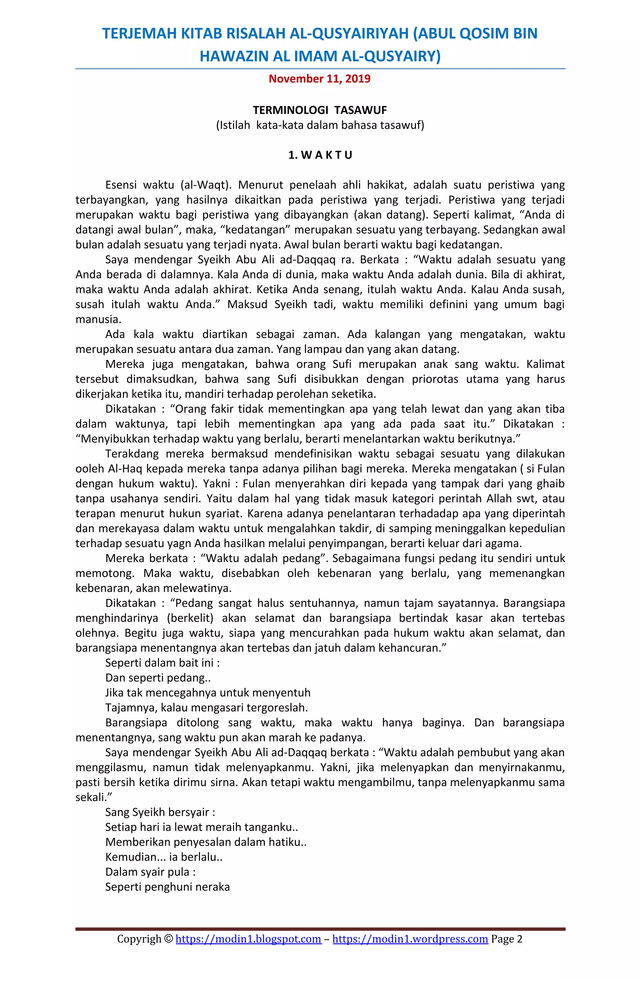 Terjemah kitab al qusyairiyah | PDF