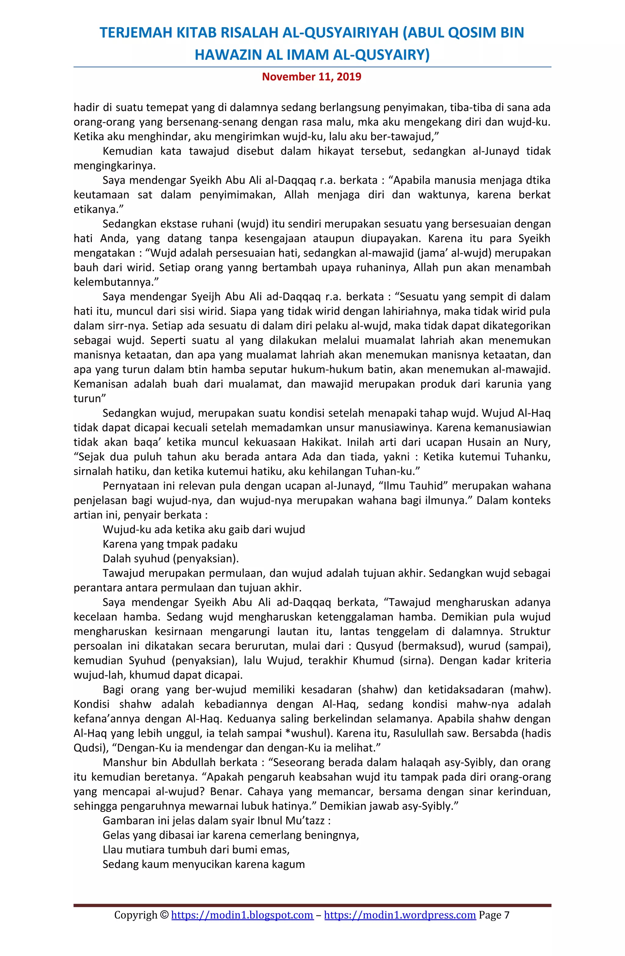 Terjemah kitab al qusyairiyah | PDF