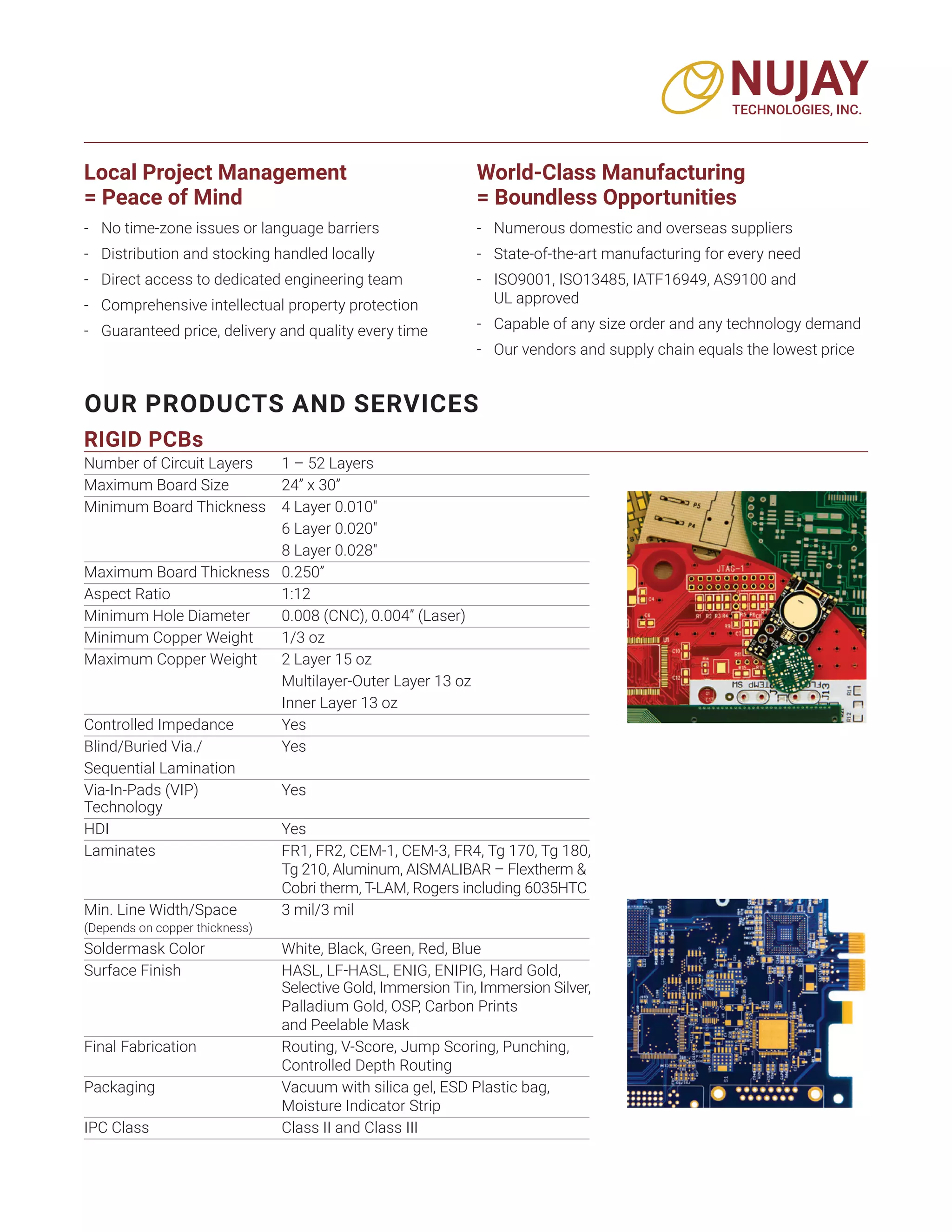 Nujay Tech: PCB Capability Flyer | PDF