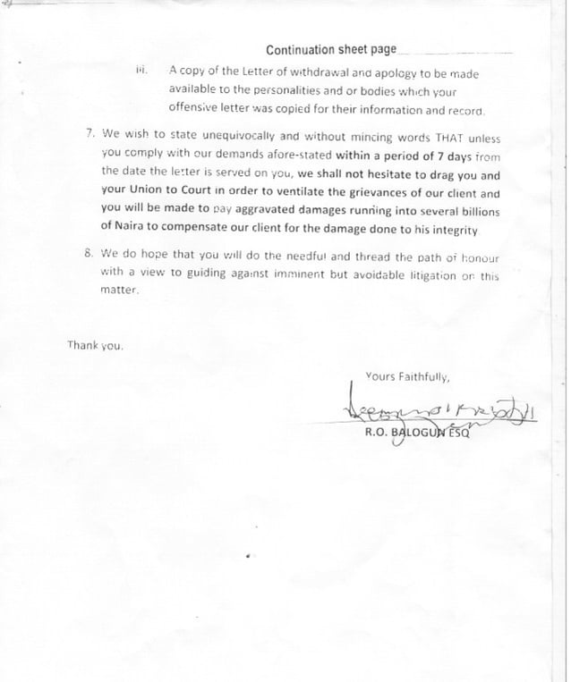 Letter to NULGE on the Libelous Publication Against Dr Kayode Fayemi ...