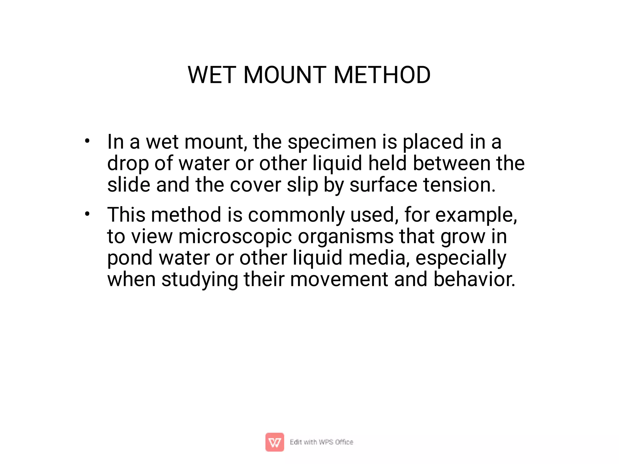 Wet mount and hanging drop methods. | PDF