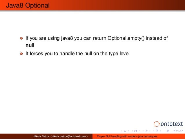 Proper Null handling with modern java techniques