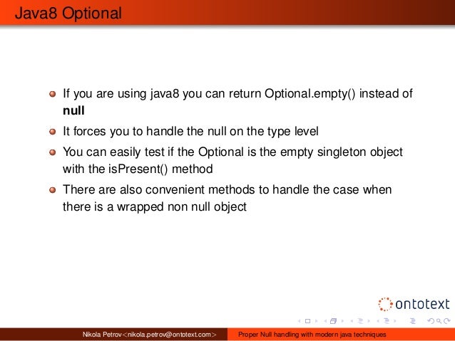 Proper Null handling with modern java techniques