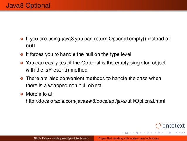 Proper Null handling with modern java techniques