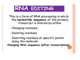 RNA Processing: Post Transcriptional Modifications ,Splicing , Capping ...