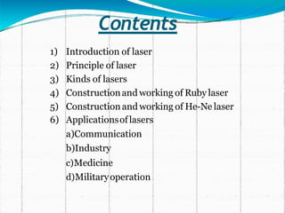 laser physiscs ppt applied physics ipu sem 1 | PPTX