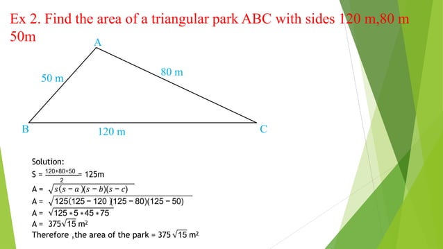 Power point presentationof class 9 maths HERONS FORMULA | PPTX