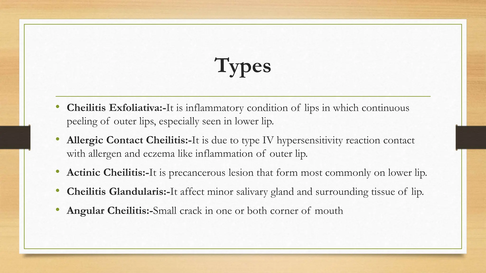 Cheilitis (Disorder of oral cavity) in which includes definition ...