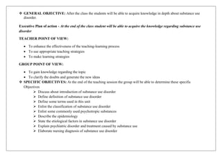 Lesson plan on substance abuse disorders | DOCX