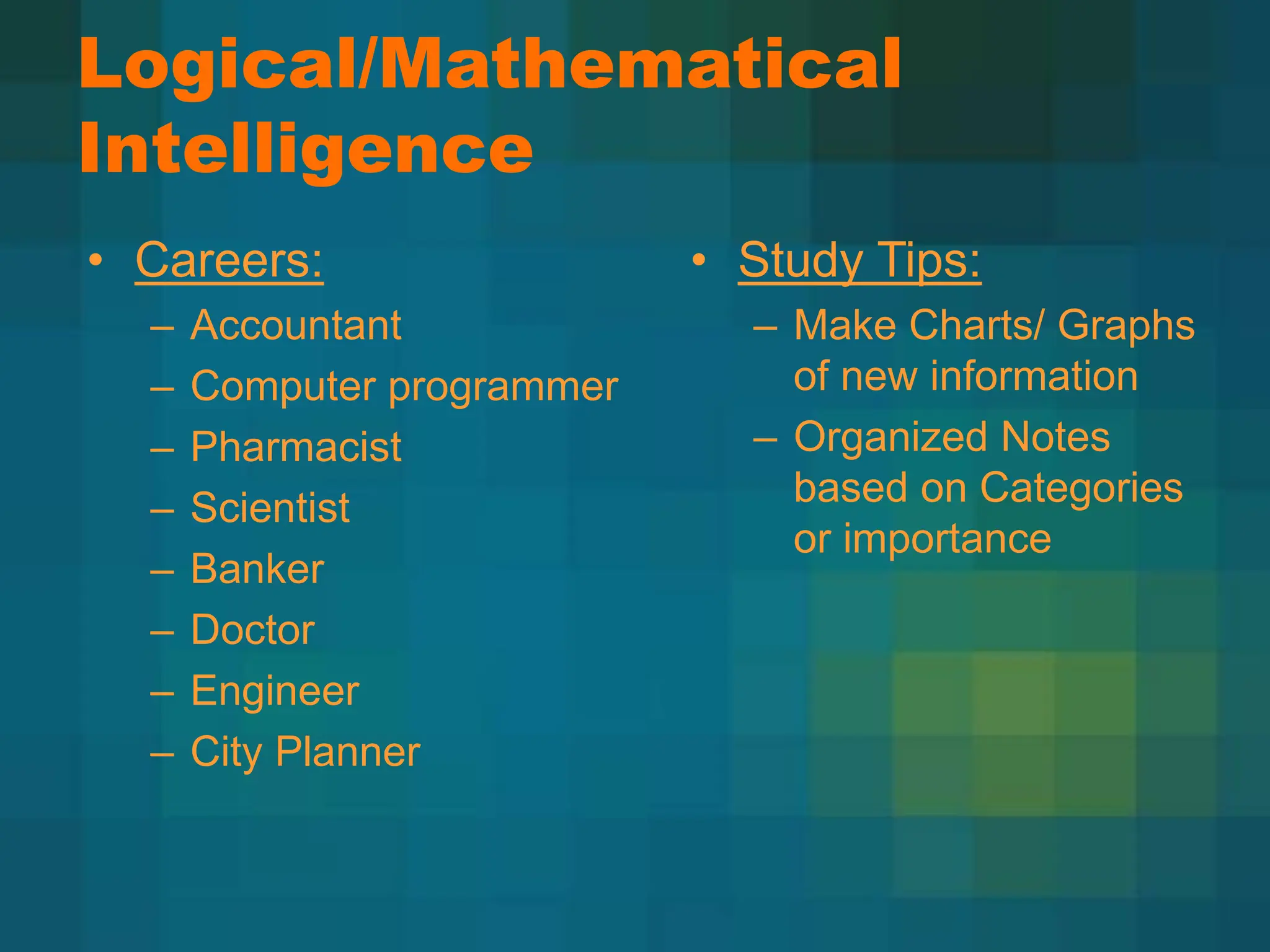 multiple intelligence theory of psychology | PPT