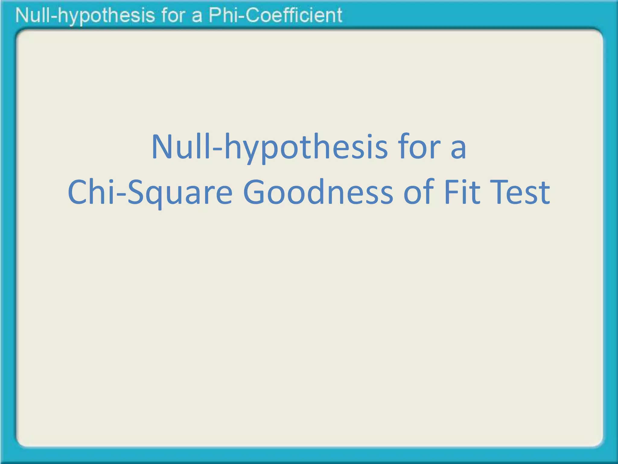Null hypothesis for a chi-square goodness of fit test | PPT