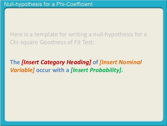 Null hypothesis for a chi-square goodness of fit test