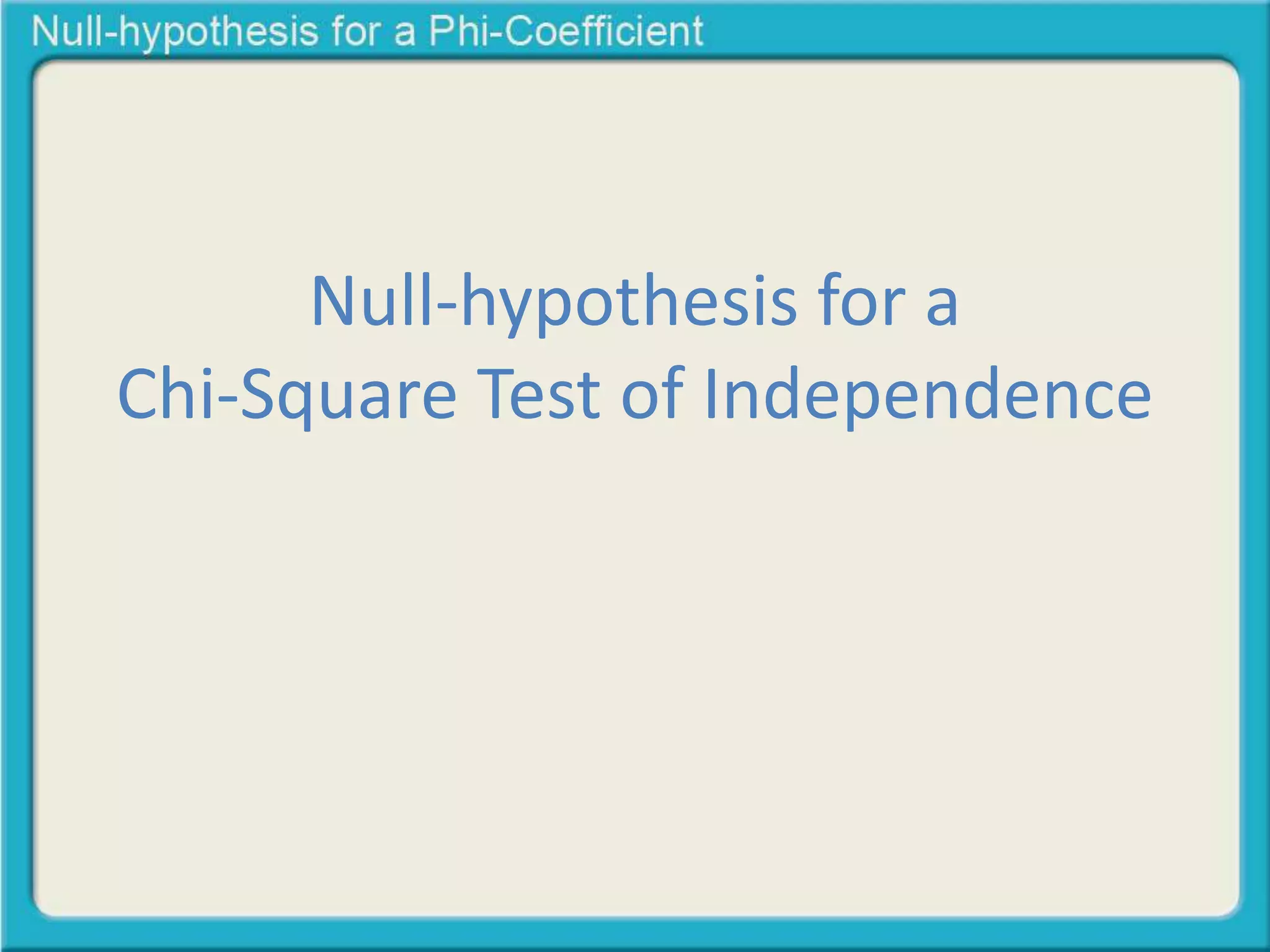 Null hypothesis for a Chi-Square Test of Independence | PPTX