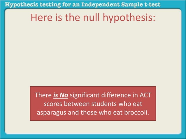 Null hypothesis for an independent-sample t-test | PPT