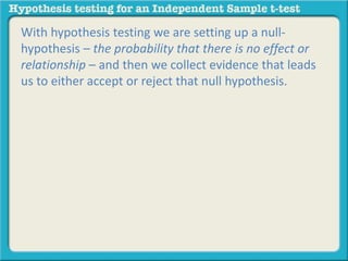 Null hypothesis for an independent-sample t-test | PPTX | Educational ...