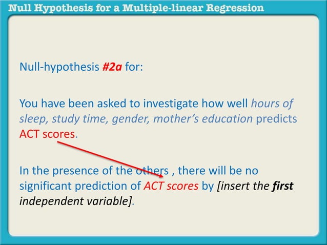 Null hypothesis for multiple linear regression | PPTX | Science