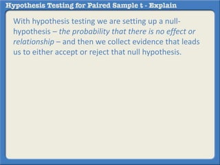 Null hypothesis for paired sample t-test | PPT