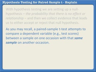 Null hypothesis for paired sample t-test | PPT