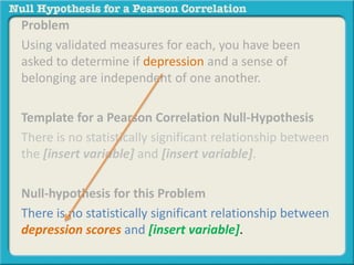 Null hypothesis for Pearson Correlation (independence) | PPTX