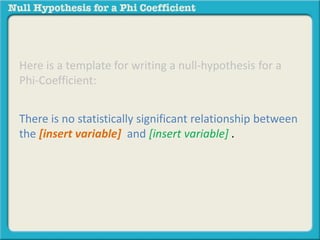 Null hypothesis for phi-coefficient | PPTX