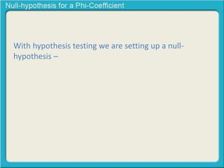 Null hypothesis for phi-coefficient | PPT