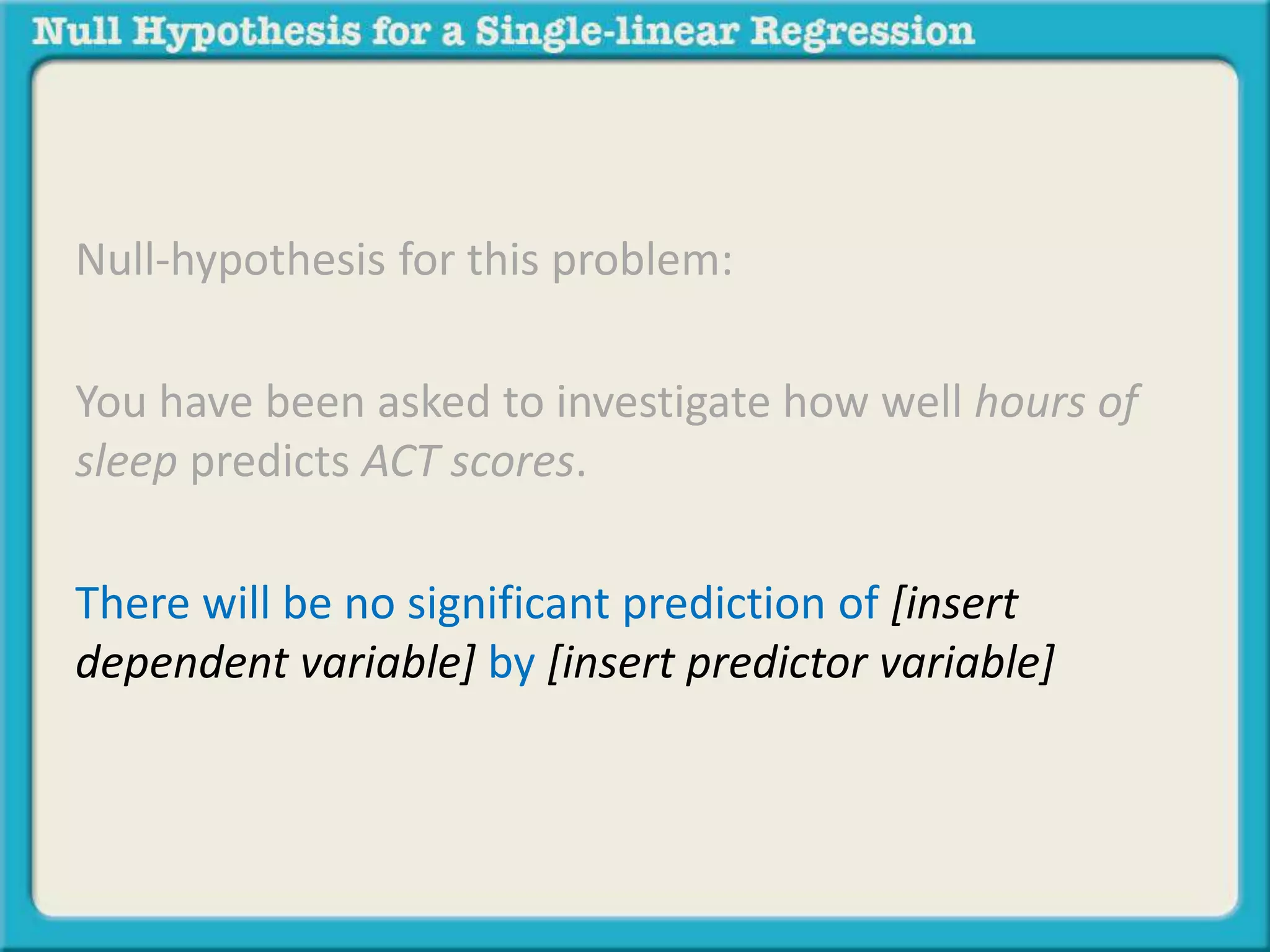 Null hypothesis for single linear regression | PPTX